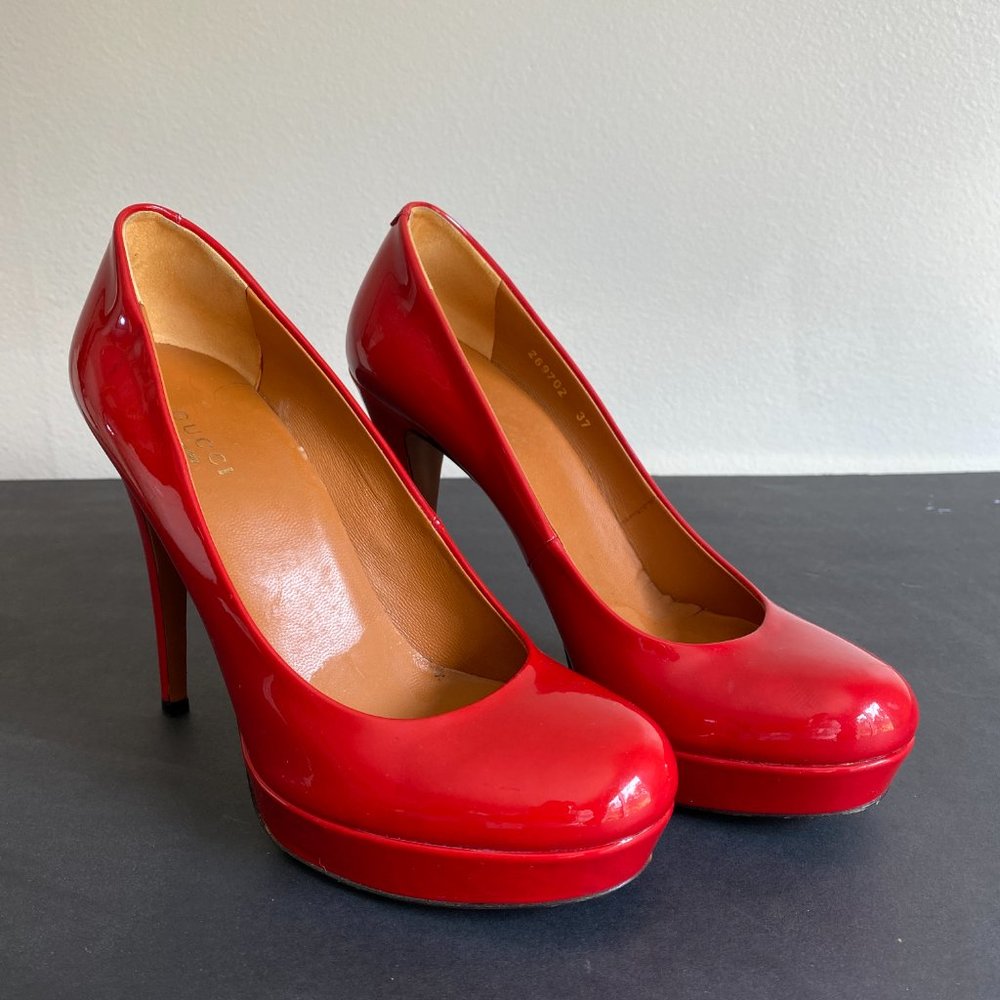 Gucci Red Patent Leather Platform Heels - Gem